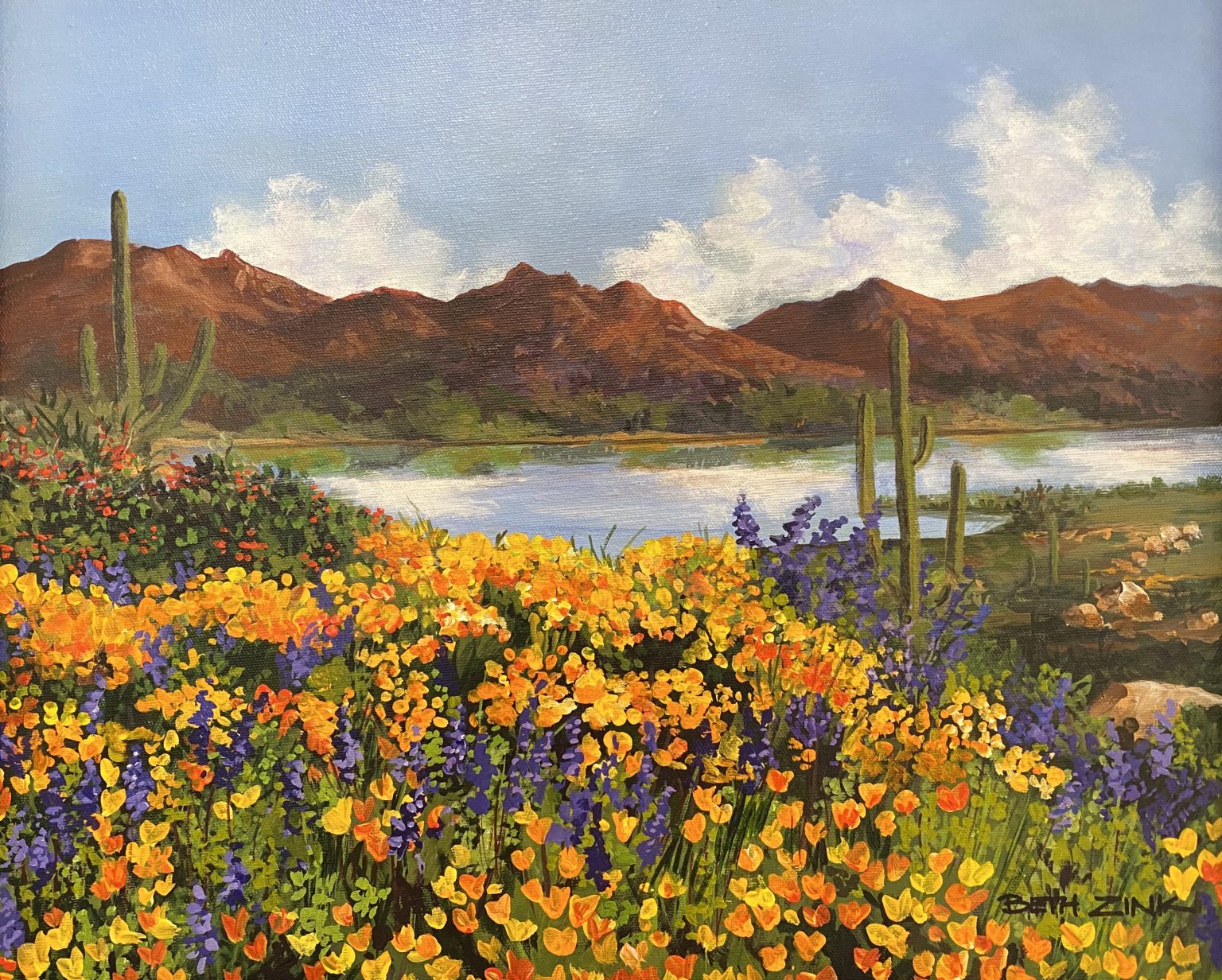 Beth Zink Art - Vibrant Contemporary Cactus Floral & Landscape Paintings